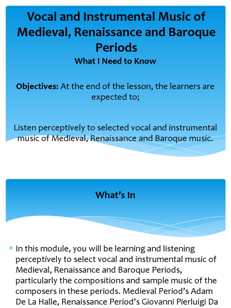 Vocal and Instrumental Music of Medieval, Renaissance and Baroque ...