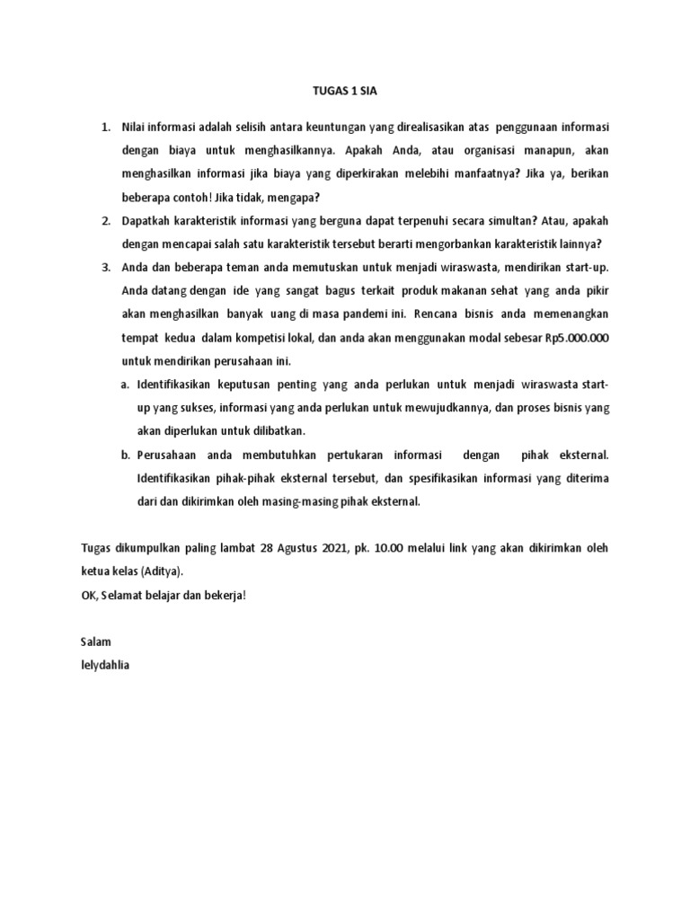 Tugas 1 Sia | PDF