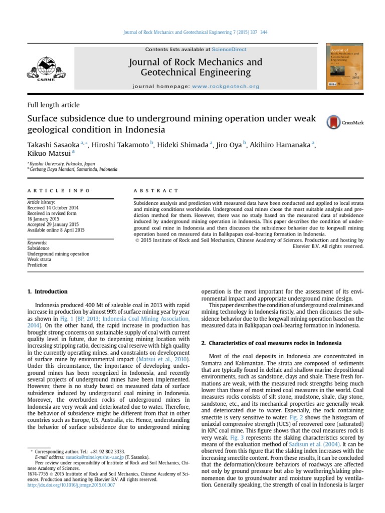 Journal of Rock Mechanics and Geotechnical Engineering | PDF | Coal ...