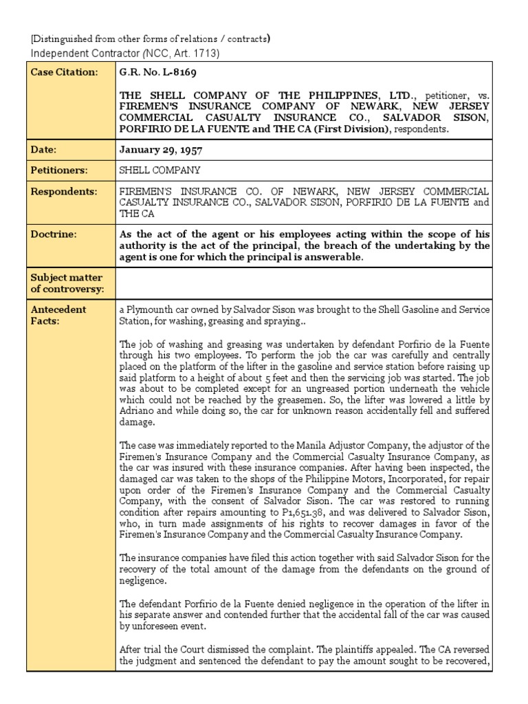 SHELL COMPANY V FIREMANS INSURANCE | PDF | Complaint | Negligence