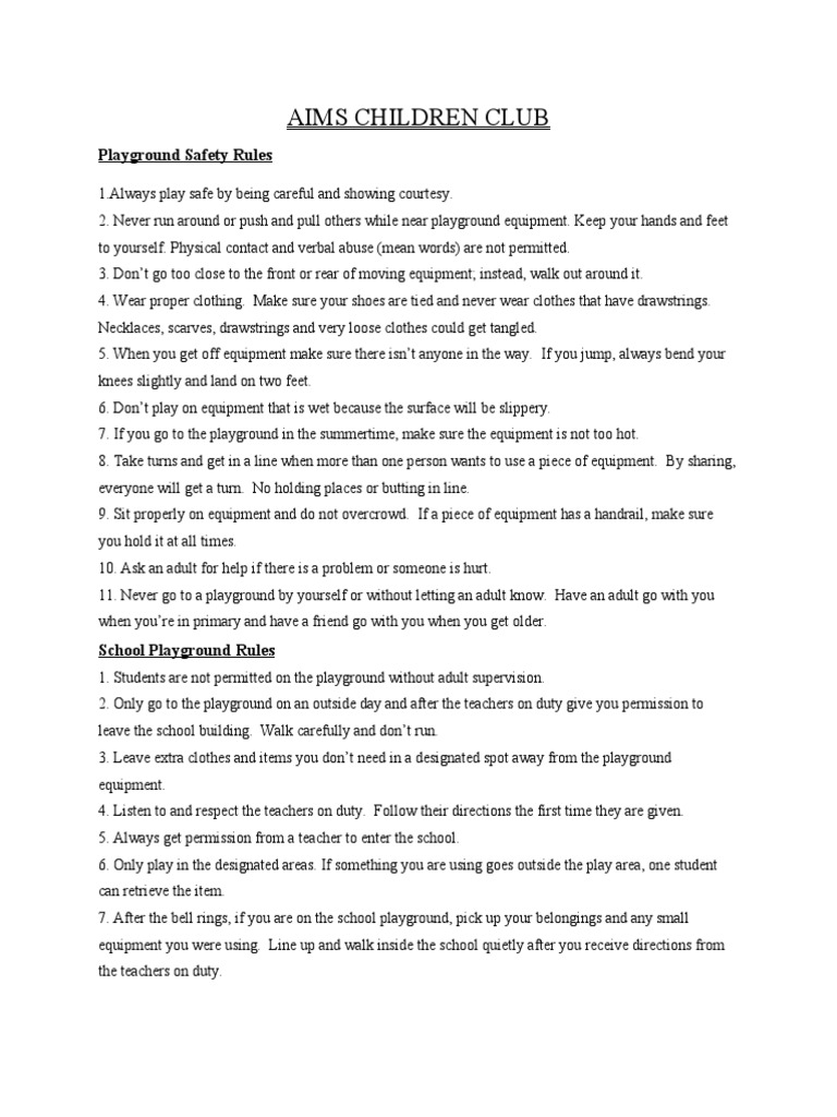 Play It Safe: A Comprehensive Guide to Playground and Zoo Safety Rules ...