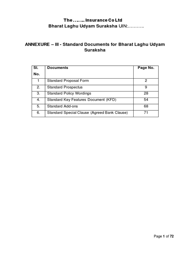 Annexure-III - Bharat Laghu Udyam Suraksha | PDF | Insurance | Lease