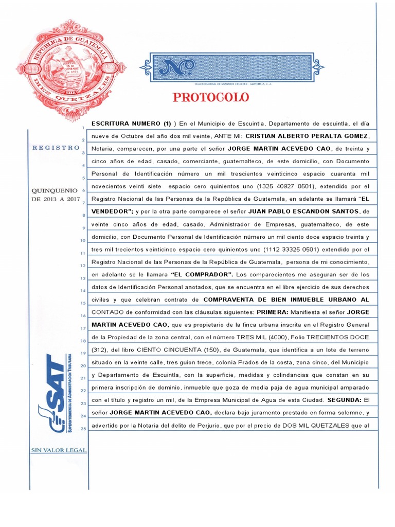 Formato de Hoja Protocolo Con Margenes | PDF | Guatemala | Justicia