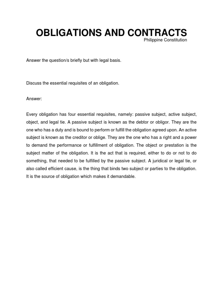 Discuss The Essential Requisites of An Obligation | PDF
