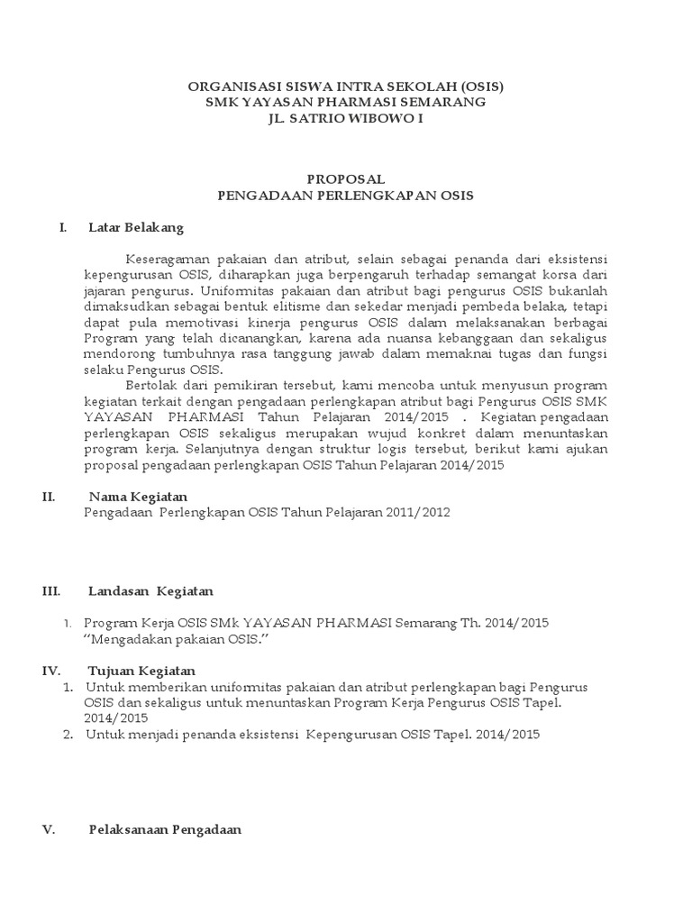 Proposal Pengadaan Atribut OSIS SMK | PDF