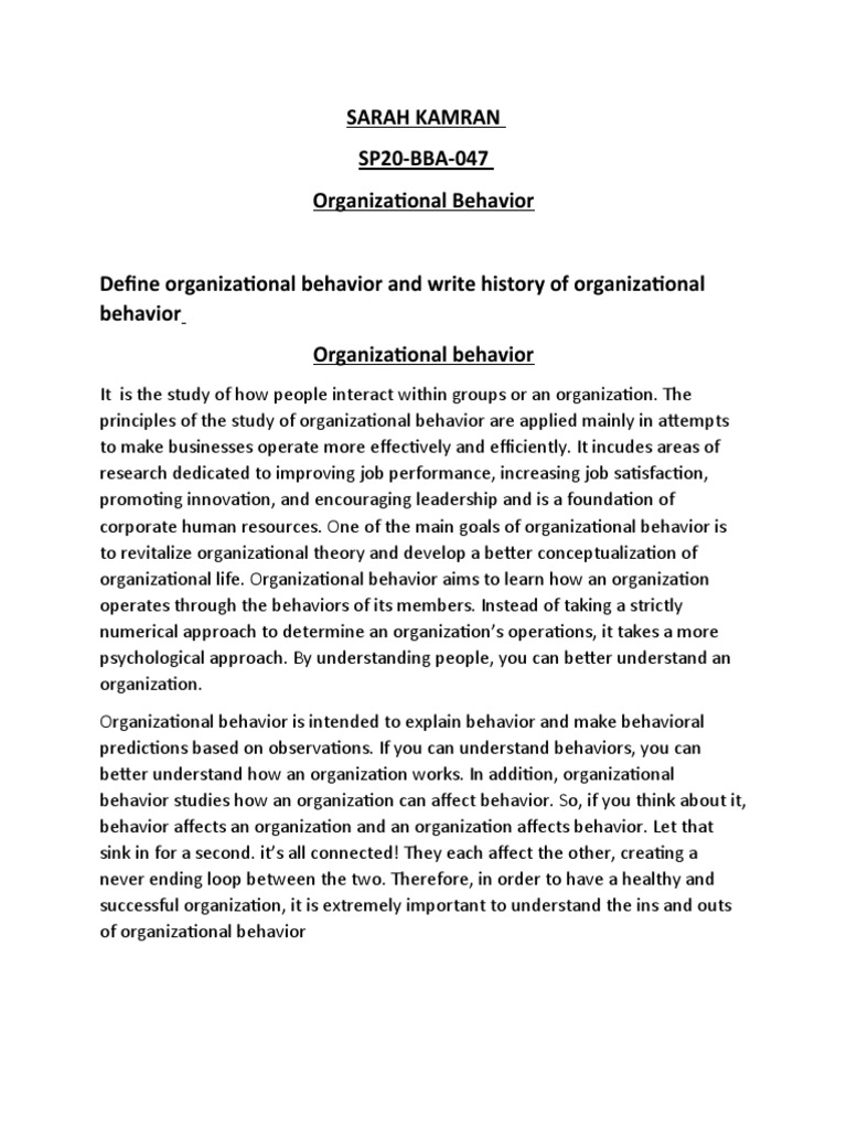 OB Assignment | PDF | Organizational Behavior | Psychological Concepts