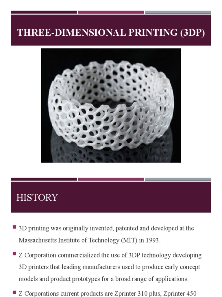 Three-Dimensional Printing (3Dp) | PDF | 3 D Printing | Printer (Computing)