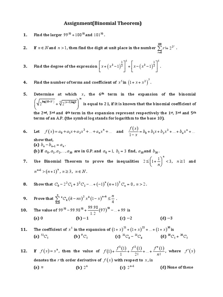 Binomial Theory Assignment 1 | PDF | Numerical Analysis | Algorithms