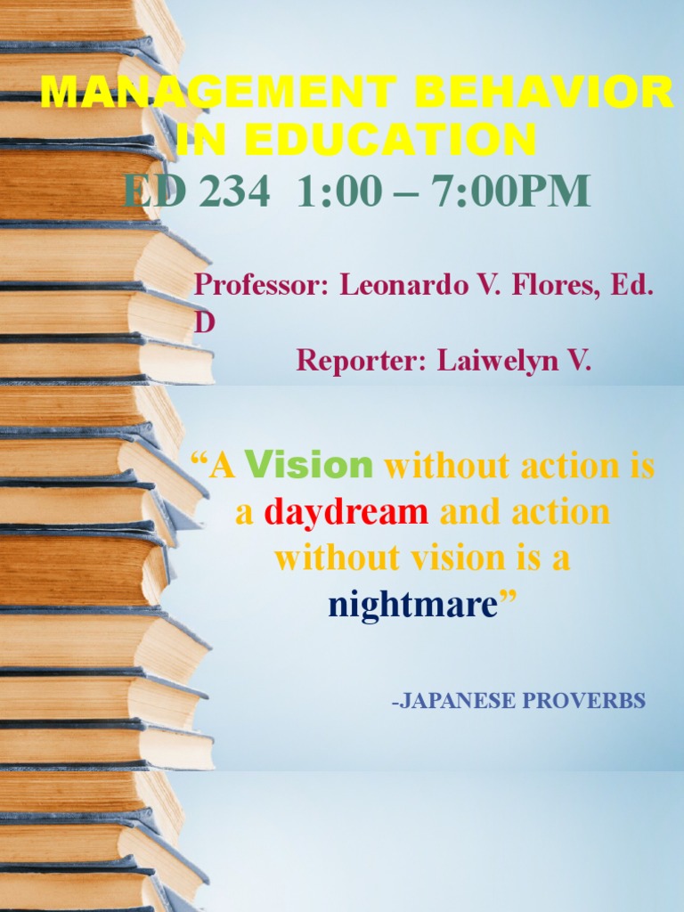 Management Behavior in Education: Professor: Leonardo V. Flores, Ed. D ...