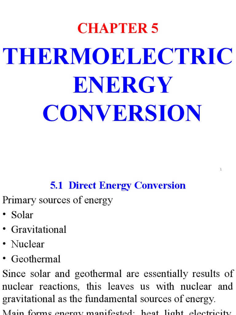 Chapter Five (Thermoelectric Energy Conversion) | PDF | Nature ...