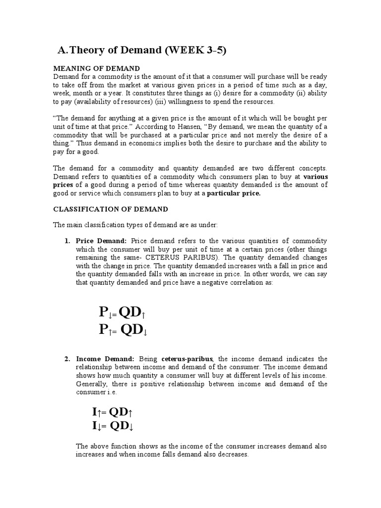 P QD P QD: A.Theory of Demand (WEEK 3-5) | Download Free PDF | Demand ...