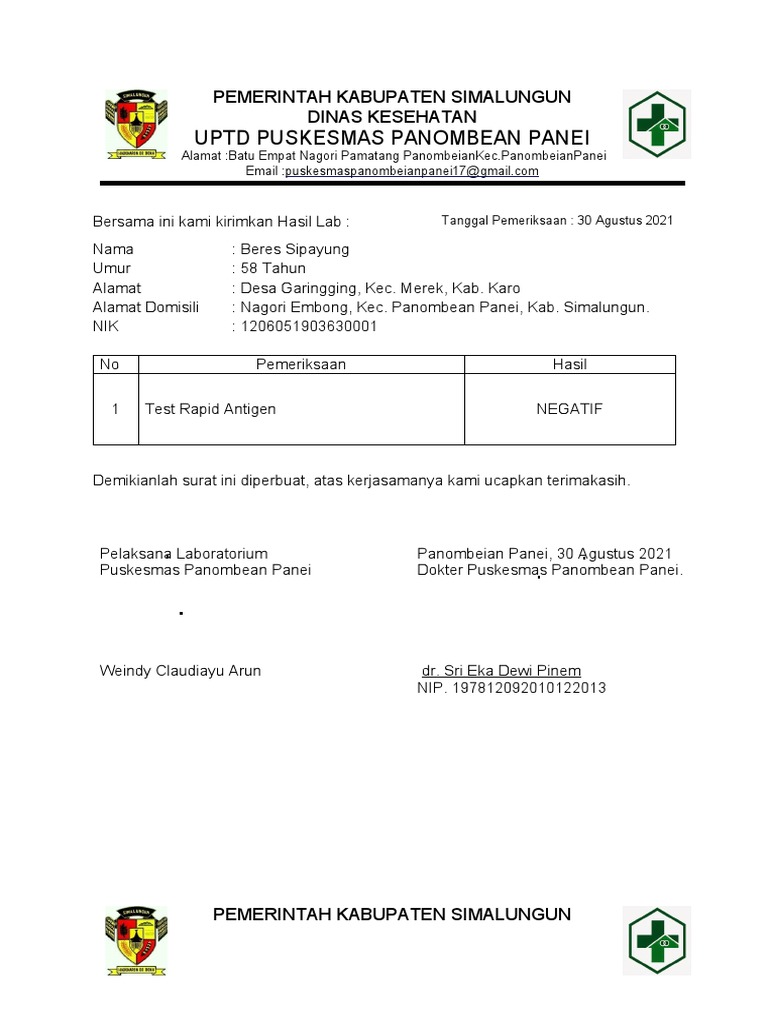 Contoh Hasil Lab | PDF