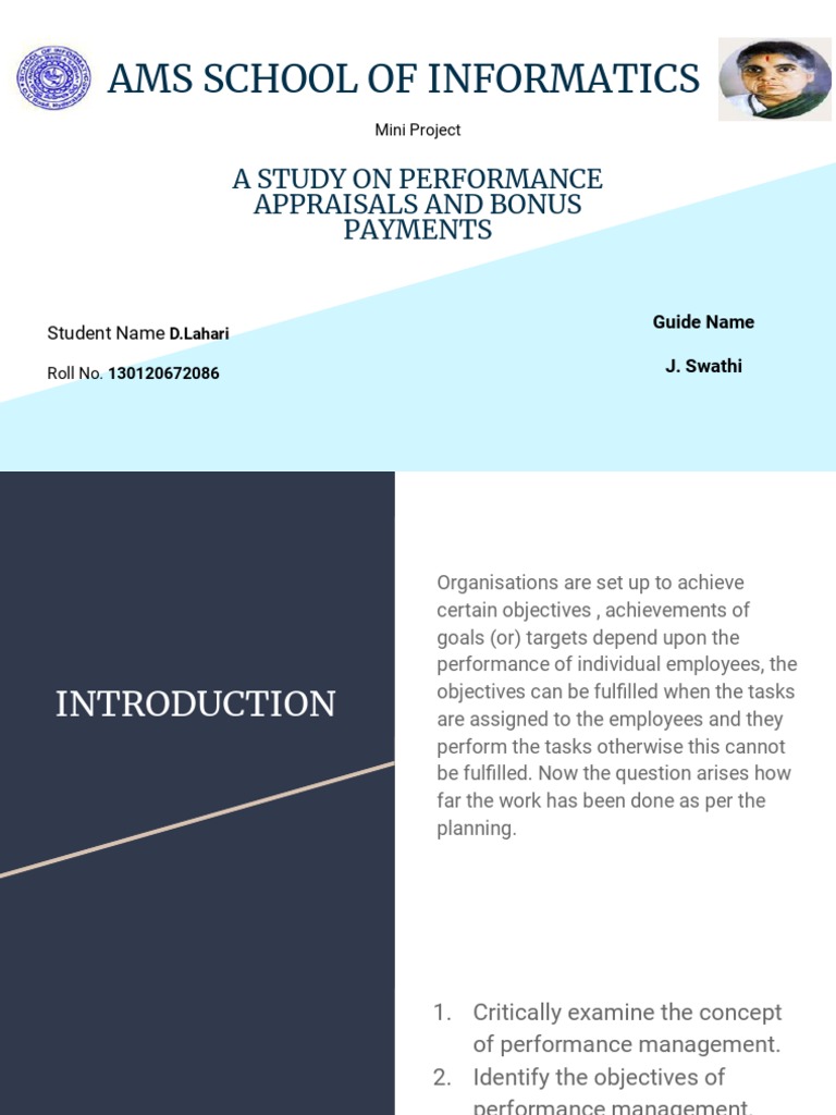 Ams School of Informatics: A Study On Performance Appraisals and Bonus ...