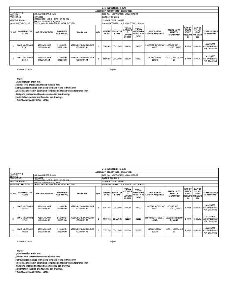Assembly Report for Engineers | PDF | Engineering Tolerance ...