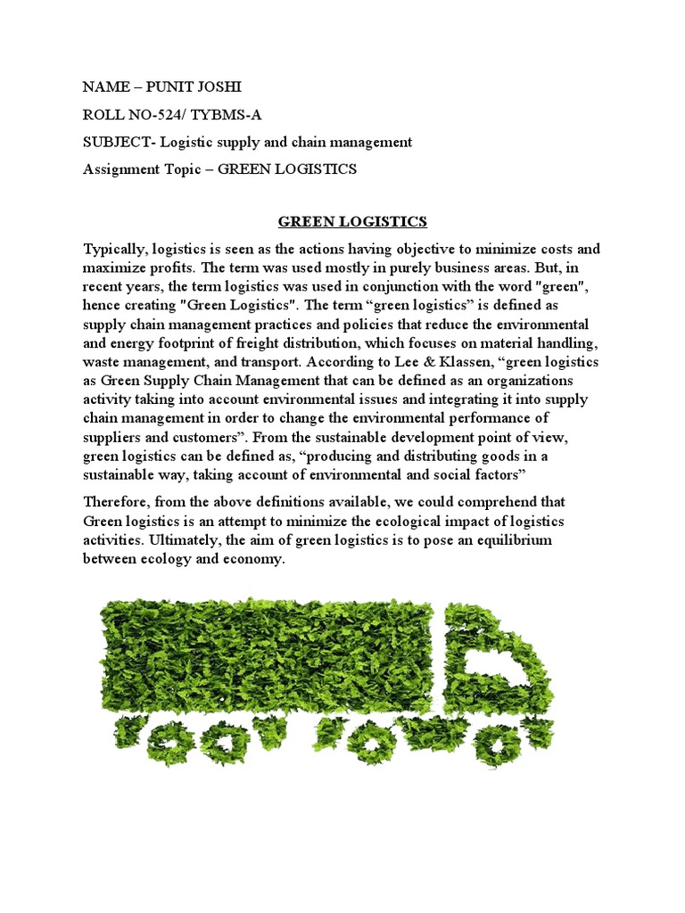 Green Logistics | PDF | Logistics | Supply Chain