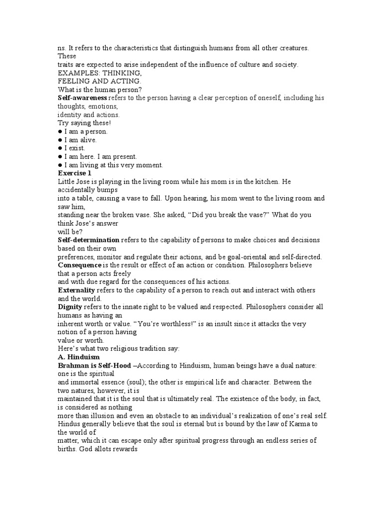 Refers To The Person Having A Clear Perception of Oneself, Including ...