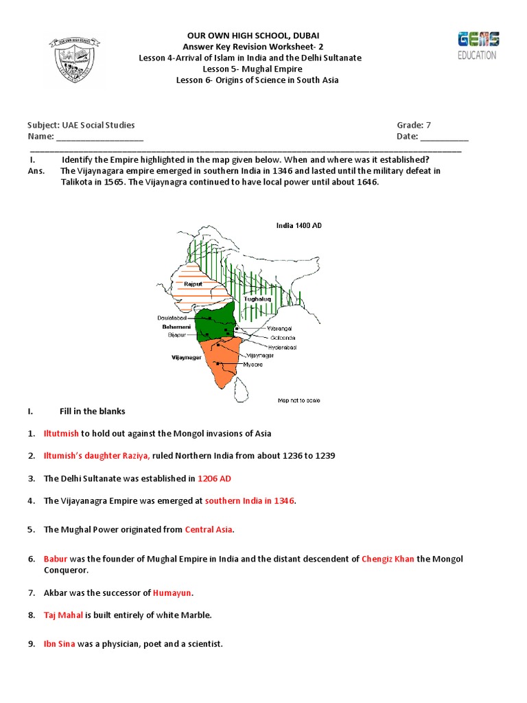 Mughal Empire Overview and Worksheets | PDF | Mughal Empire