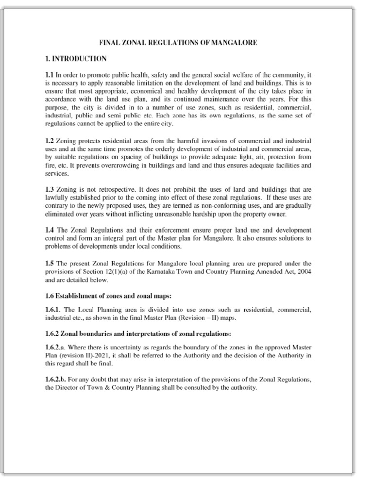 Final Zonal Regulations of Mangalore - PDF | PDF
