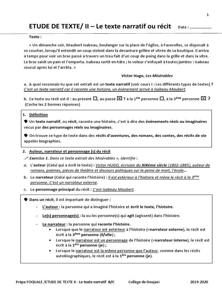 Exemples et exercices de texte narratif | PDF | Récit | Les misérables