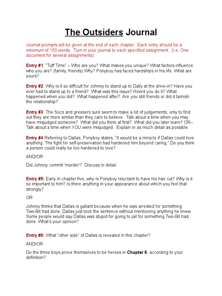 TheOutsidersjournal 1 | PDF