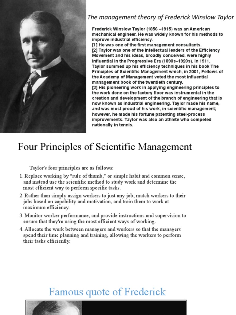 The Management Theory of Frederick Winslow Taylor | PDF | Business ...