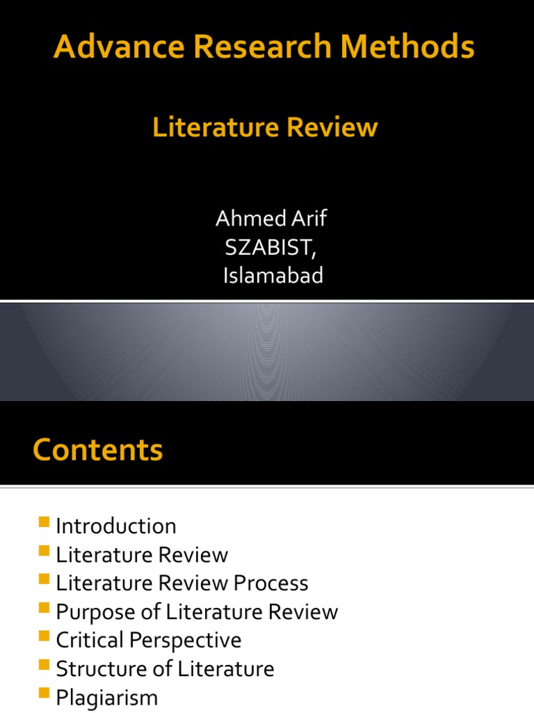 Advance Research Methods: Literature Review | PDF | Cognition
