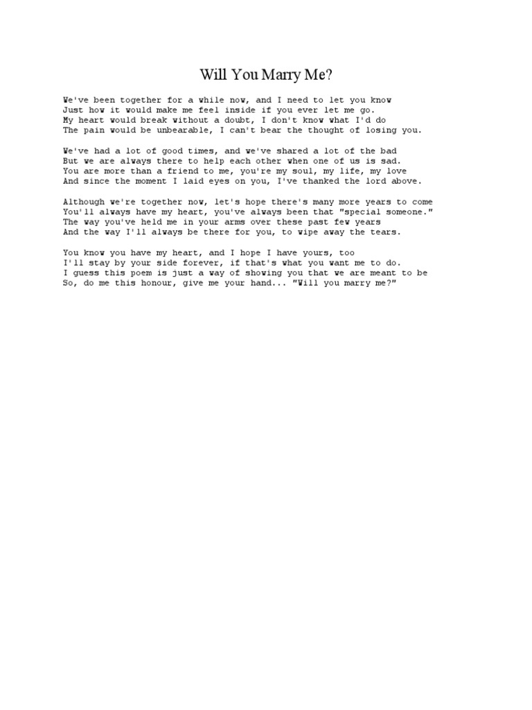 Marriage Proposal Poem | PDF