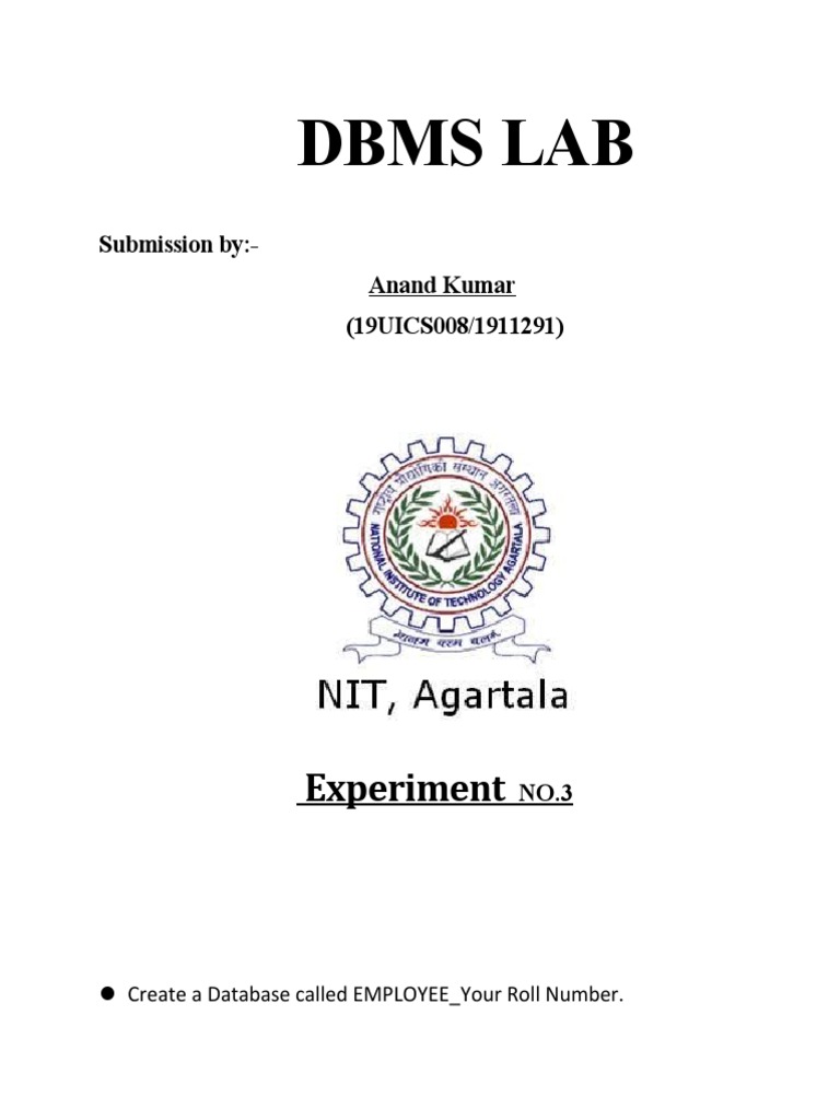 Dbms Lab: Experiment | PDF | Salary | Databases Dbms Lab: Experiment | PDF | Salary | Databases