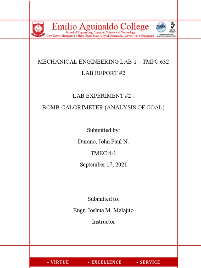 Emilio Aguinaldo College: Mechanical Engineering Lab 1 - TMPC 632 Lab ...
