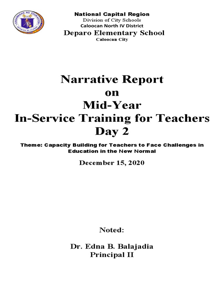 INSET DAY 2 - Narrative-Report-and-Docu-Dec 15 2020 | PDF | Teachers ...