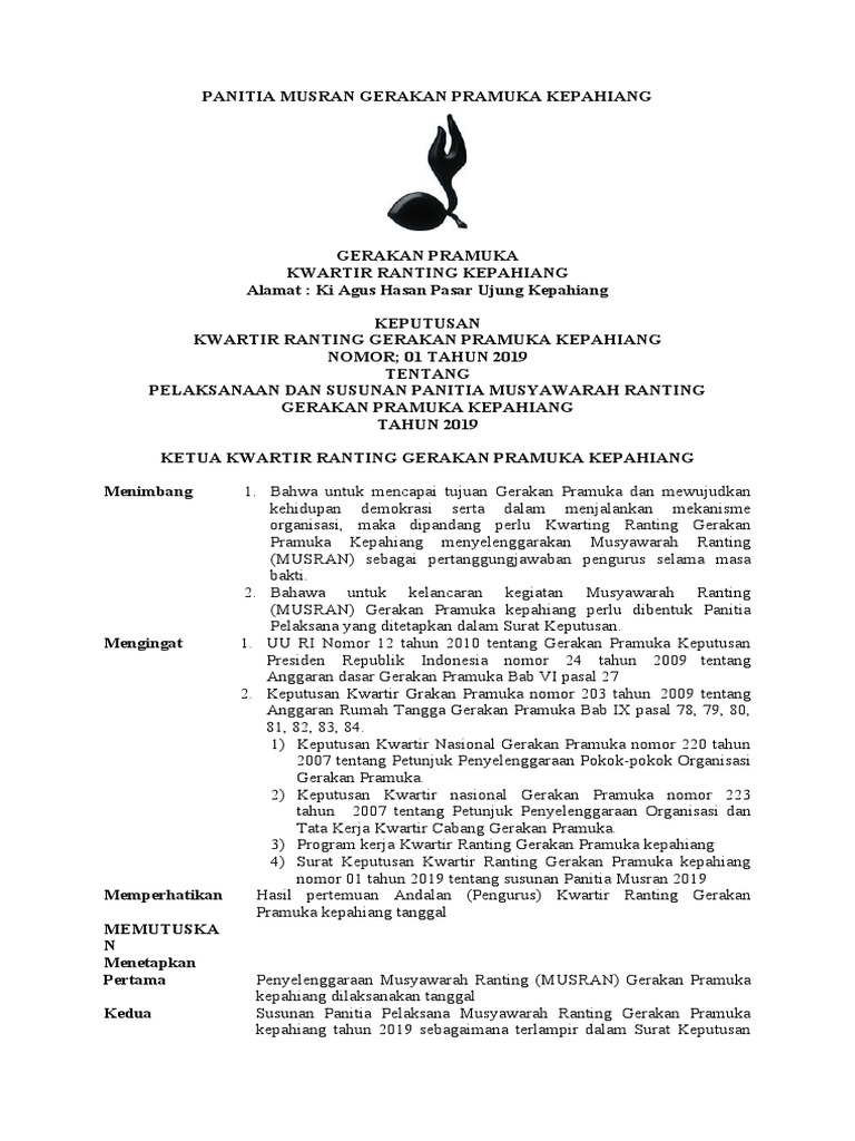 Panitia Musran Gerakan Pramuka Kepahiang | PDF