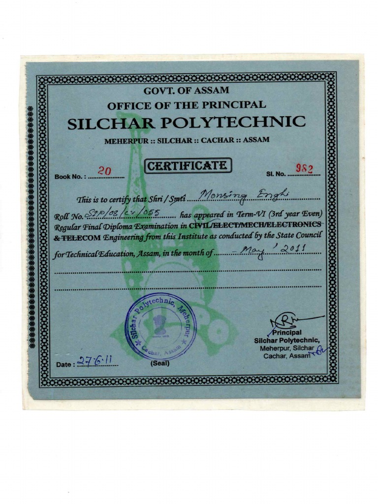 Diploma Certificate (Civil) | PDF