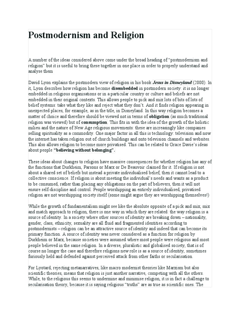 Postmodernism and Religion | PDF | Truth | Postmodernism