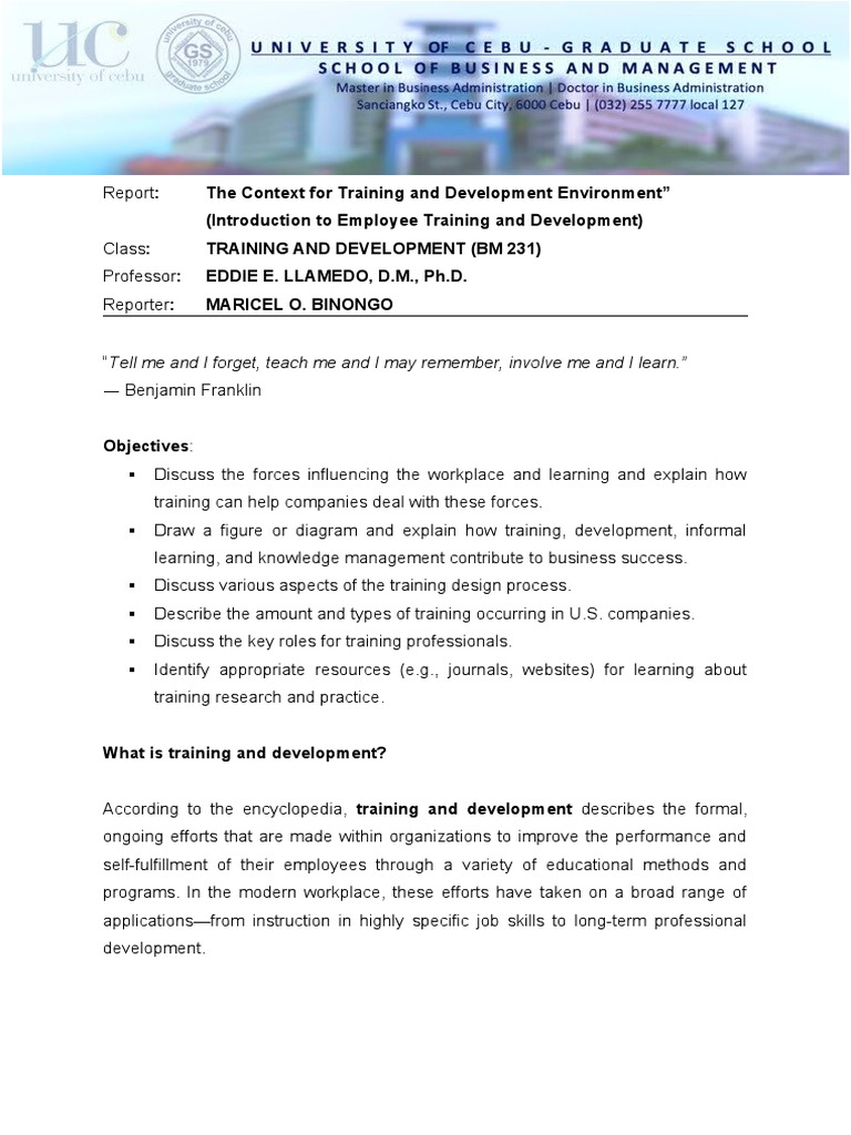 Chapter 1 - Introduction To Training and Development | PDF | Learning ...