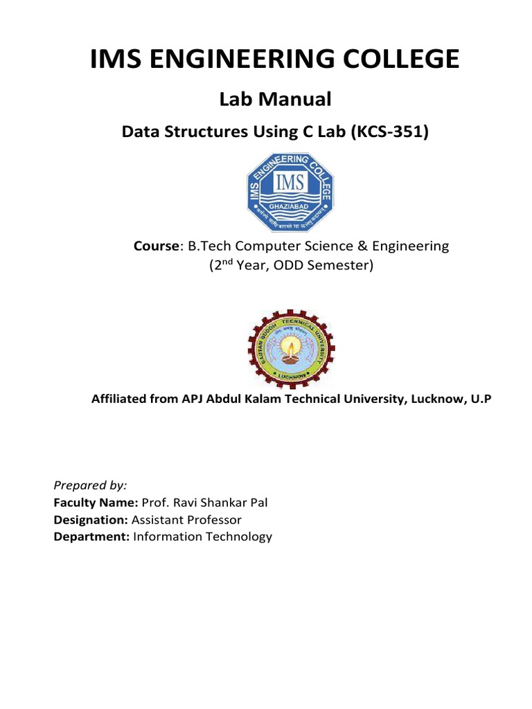 DS - Lab (KCS-351) Manual | PDF | Queue (Abstract Data Type) | Engineering