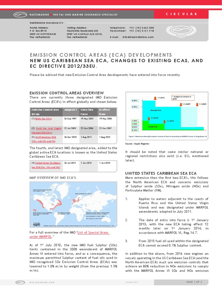 Emission Control Areas (Eca) Developments | PDF | Human Impact On The ...