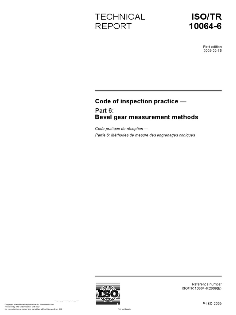 ISO 10064-6-2009 Code of Inspection Practice - Part 6 Bevel Gear ...