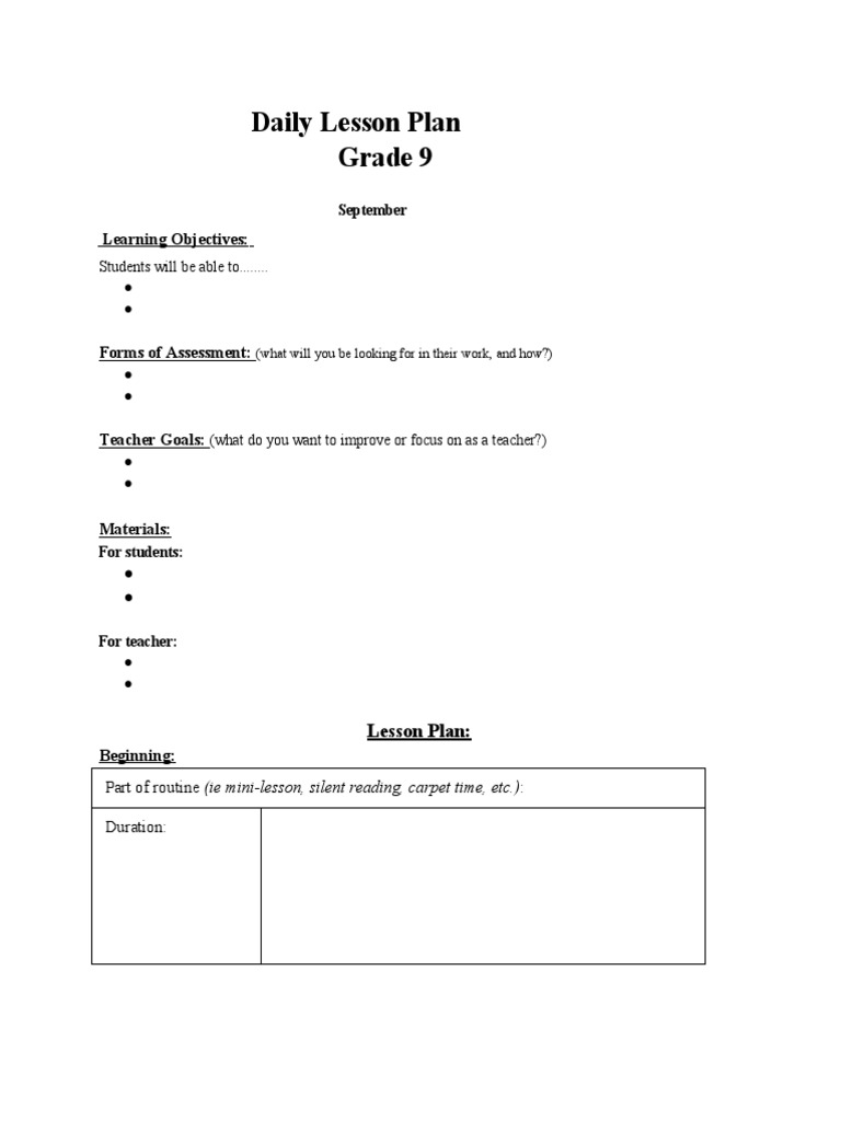 Daily Lesson Plan Grade 9: Learning Objectives | PDF