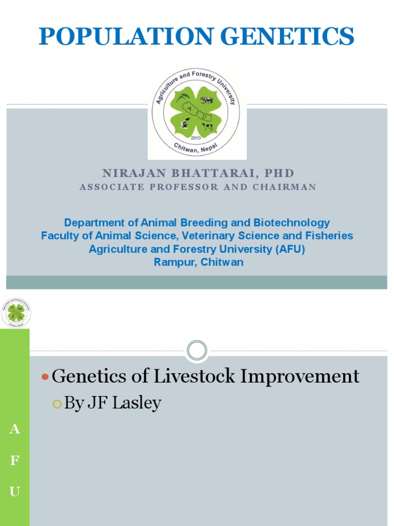 Animal Breeding - Lecture 1 To 4 | PDF | Dominance (Genetics) | Genotype