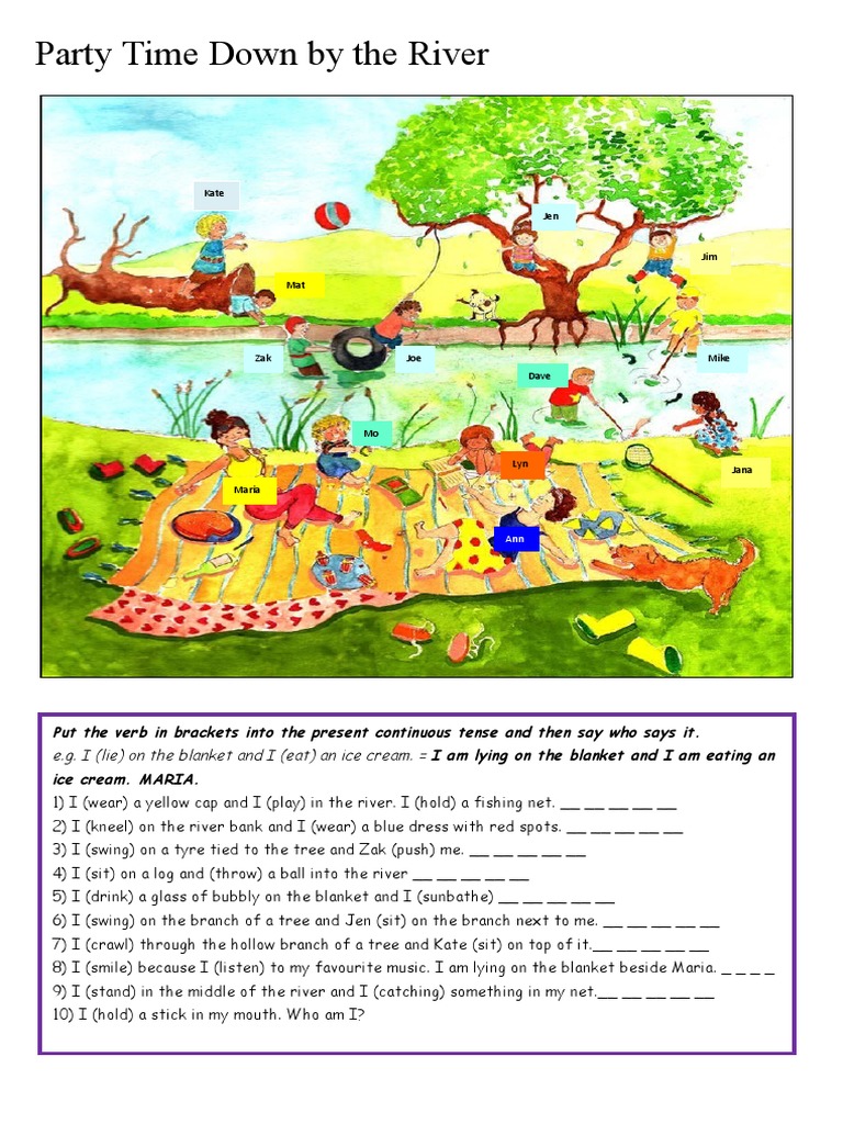 Present Continuous Tense Activities | PDF
