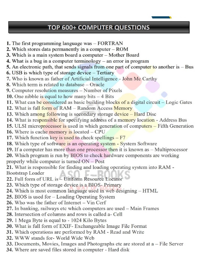 Top 500 Computer Questions | PDF