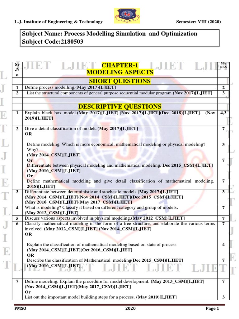 Q Bank Chem Pmso Viii 2020 Pdf Mathematical Optimization Linear Programming