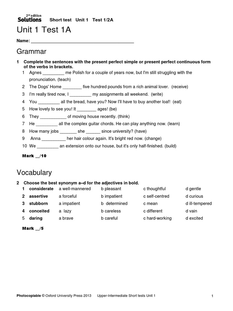 Upp-Int Short Tests Unit 01 1A 2A | Download Free PDF | Preposition And ... Upp-Int Short Tests Unit 01 1A 2A | Download Free PDF | Preposition And ...