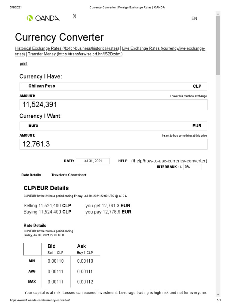 OANDA Currency Converter Overview | PDF | Exchange Rate | Euro