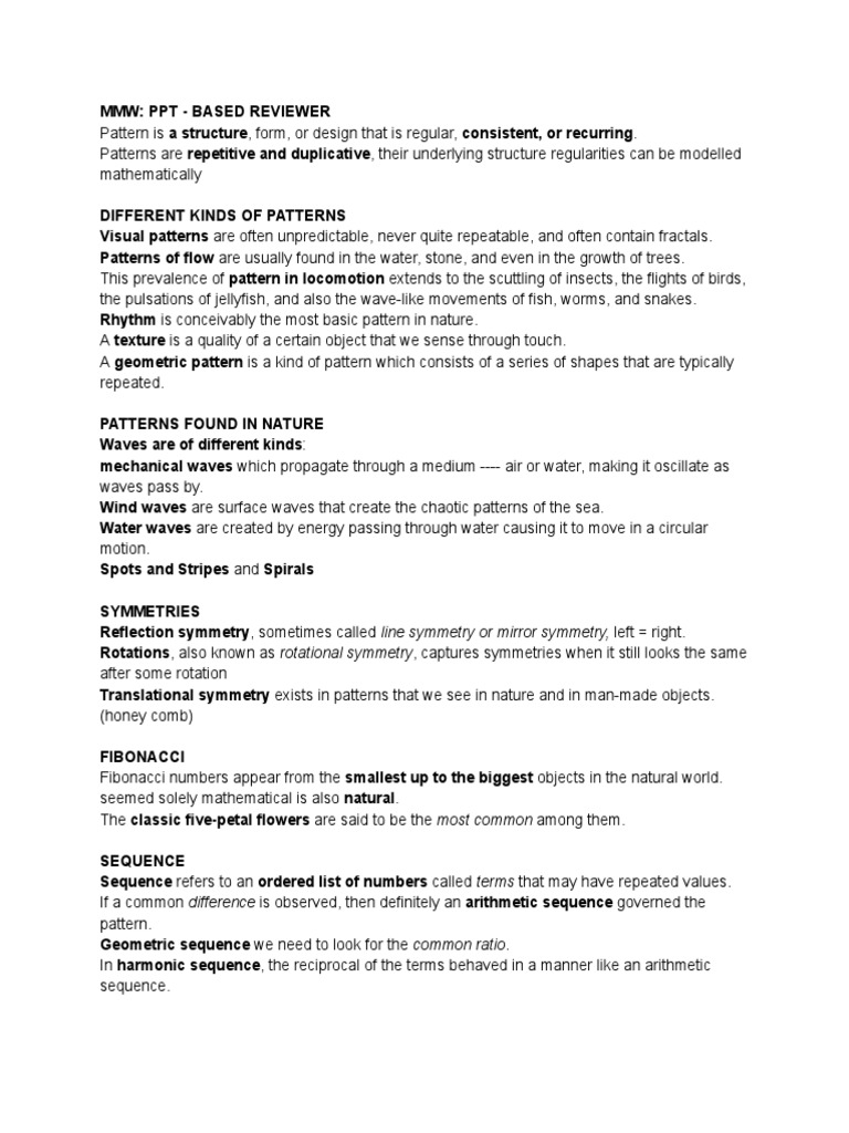 MMW - PPT - Based Reviewer | PDF | Pattern | Set (Mathematics)