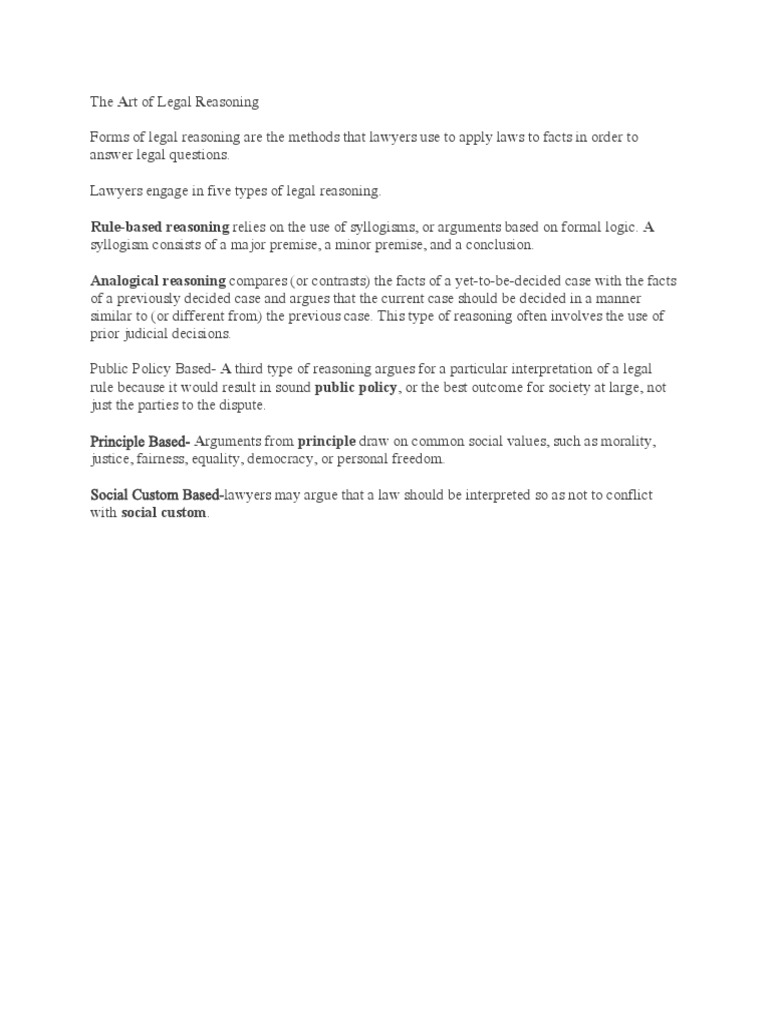 Rule-Based Reasoning Relies On The Use of Syllogisms, or Arguments ...