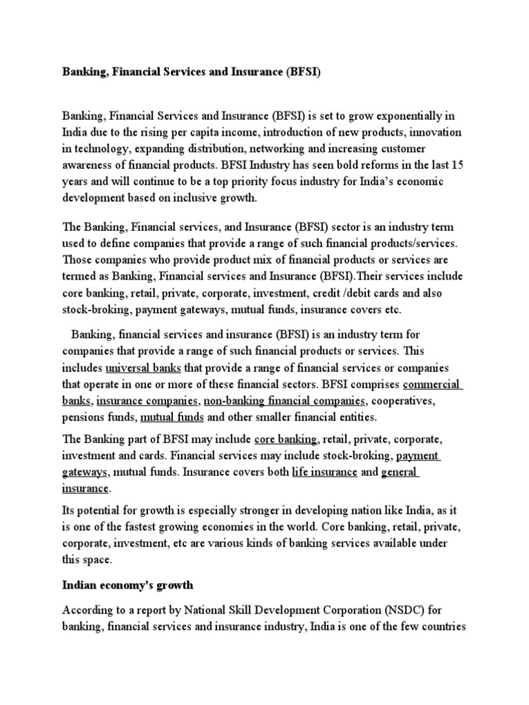Overview of BFSI Domain | PDF | Banks | Economy Of India