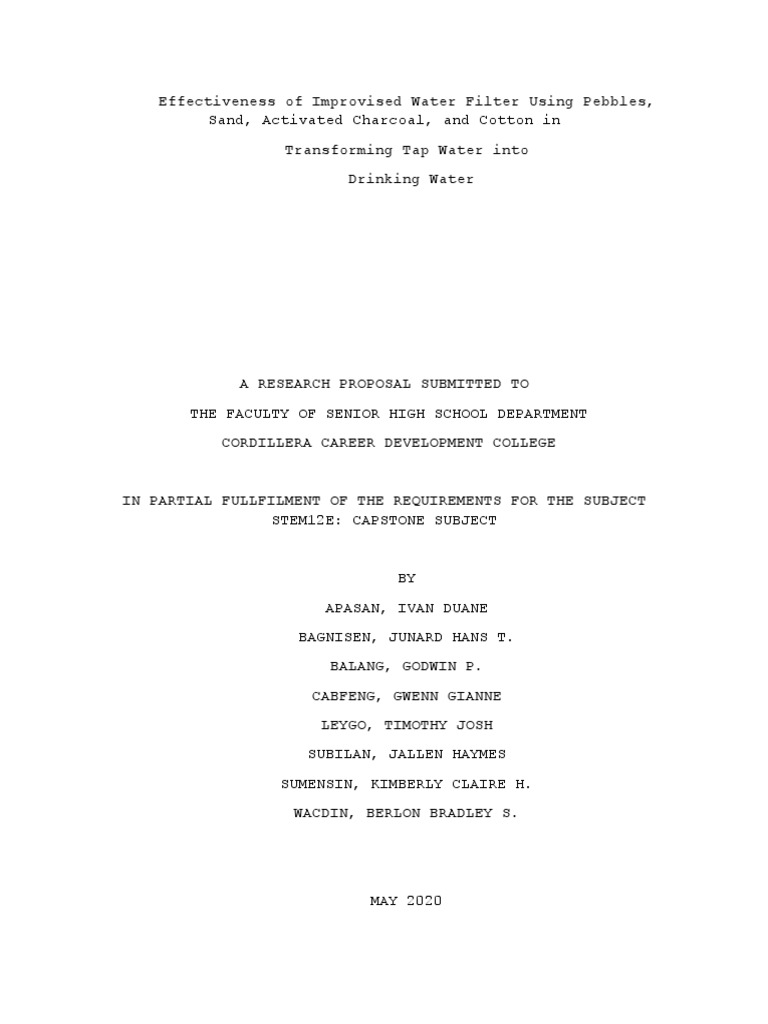 Capstone | PDF | Water Purification | Filtration