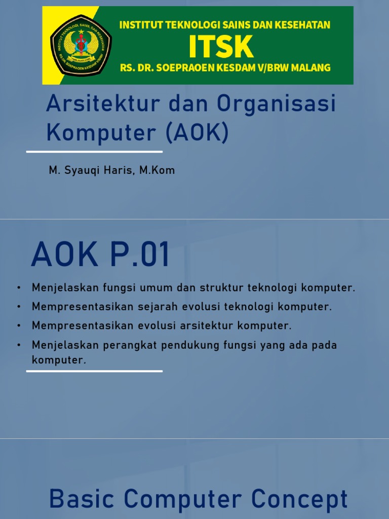 Arsitektur Dan Organisasi Komputer (AOK) P.01 | PDF