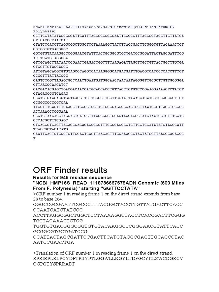 ORF Finder Results | Download Free PDF | Open Reading Frame ...